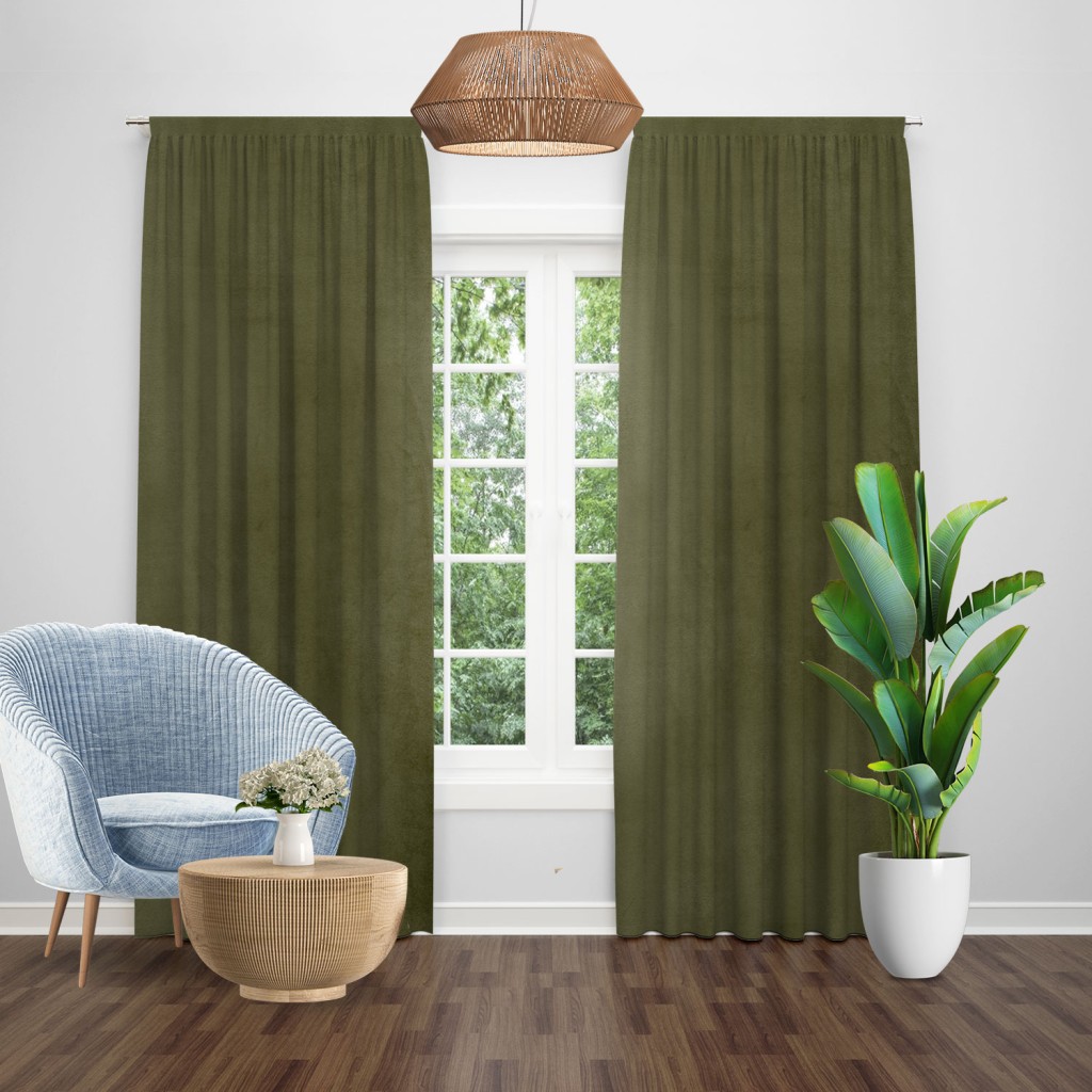 Draperie catifea verde lime